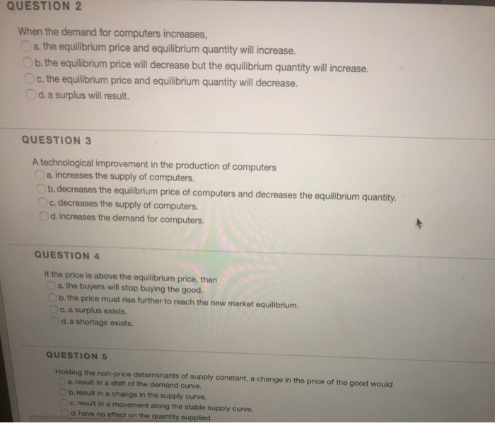 Solved QUESTION 2 When the demand for computers increases, | Chegg.com