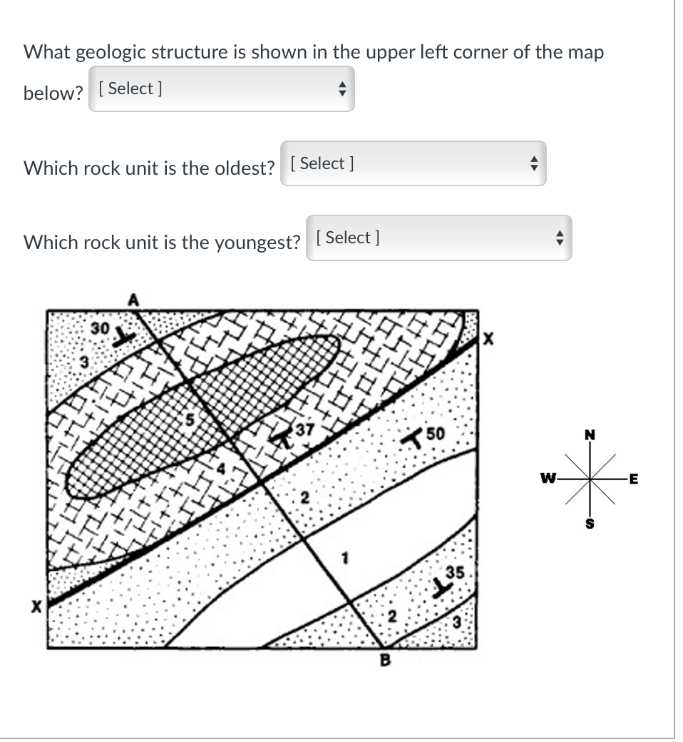 Solved What geologic structure is shown in the upper left | Chegg.com
