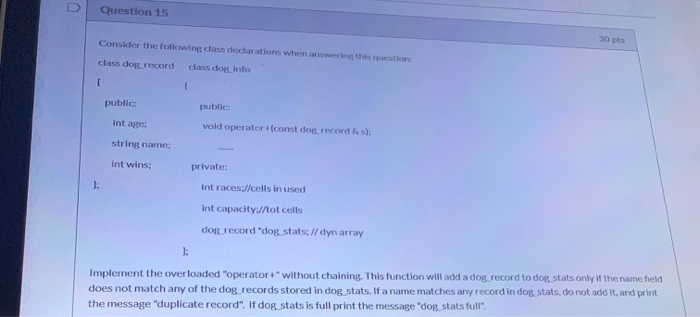 Solved Question 15 Consider the following class declarations | Chegg.com