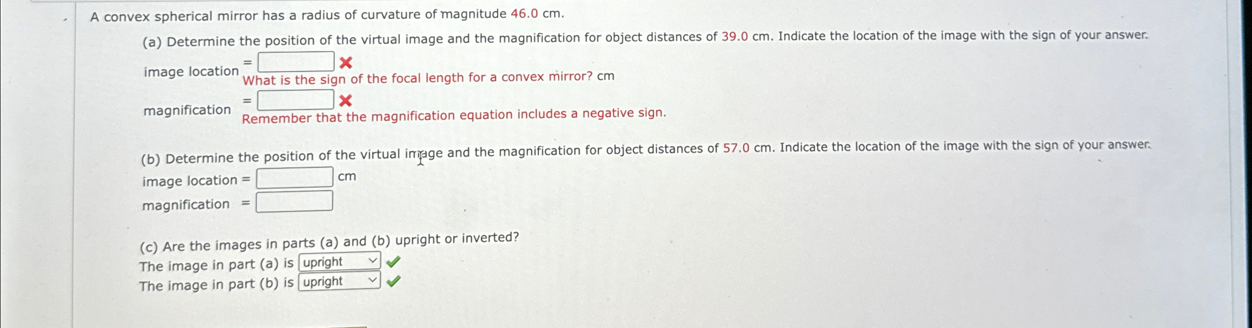 Solved A convex spherical mirror has a radius of curvature | Chegg.com