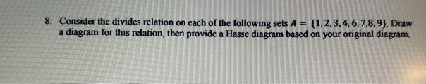 Solved 8. Consider the divides relation on each of the | Chegg.com