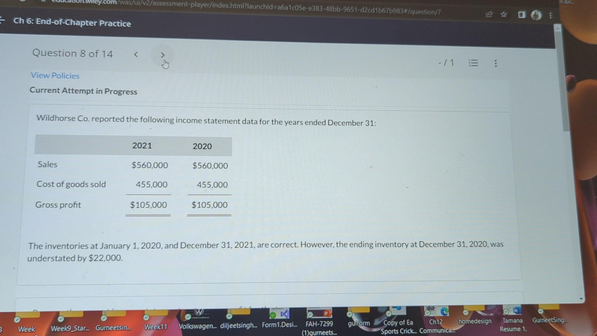 Solved View Policies Current Attempt in Progress Wildhorse | Chegg.com