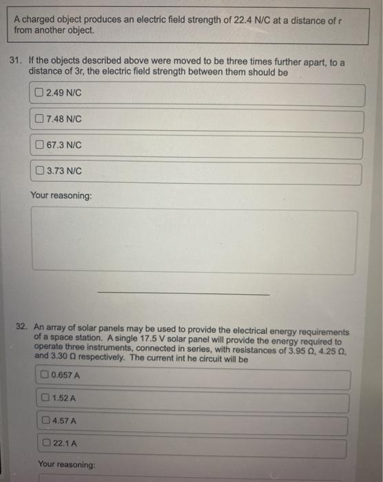 Solved A charged object produces an electric field strength | Chegg.com