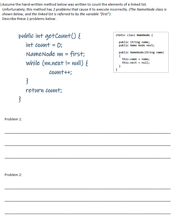 Solved Assume the hand-written method below was written to | Chegg.com