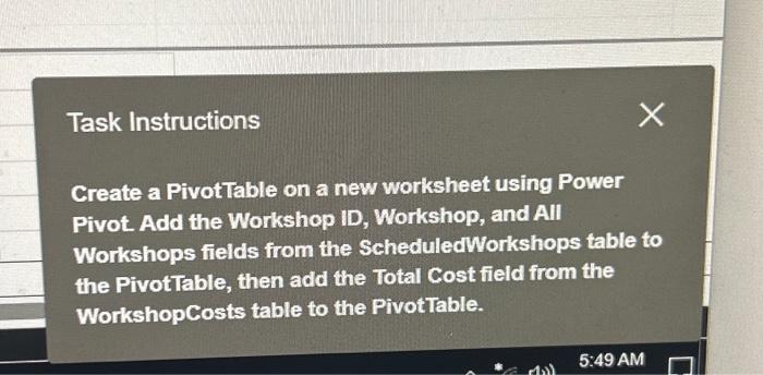 Solved Task Instructions X Create A Pivot Table On A New