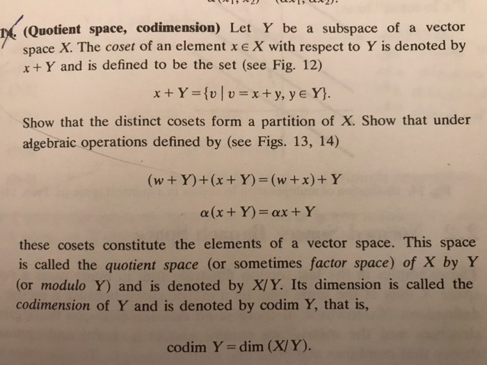 Solved 19 . (Quotient space, codimension) Let Y be a | Chegg.com