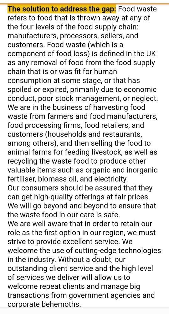 Solved Food waste solution business plan: Market trend: | Chegg.com