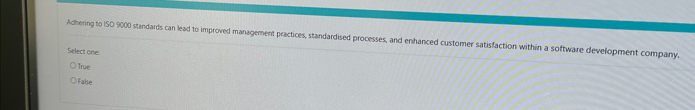 Solved Adhering to ISO 9000 ﻿standards can lead to improved | Chegg.com