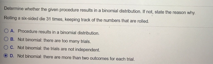 Solved Determine whether the given procedure results in a | Chegg.com