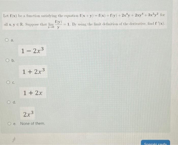 Solved Let f(x) be a fuuction satisfving the equation | Chegg.com