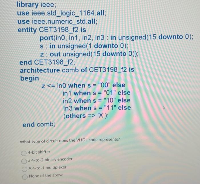 Solved use ieee.std_logic_1164.all; use | Chegg.com