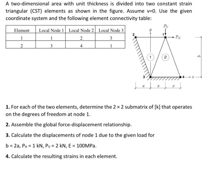 Solved A two-dimensional area with unit thickness is divided | Chegg.com