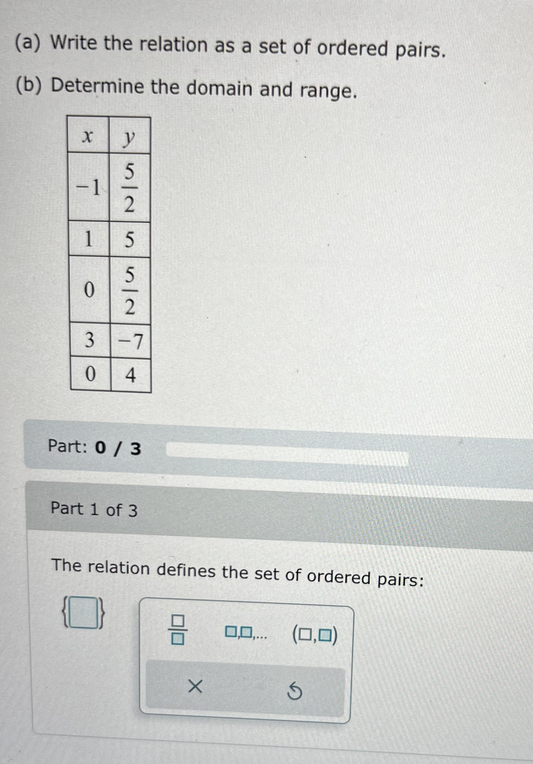 Solved (a) ﻿Write the relation as a set of ordered pairs.(b) | Chegg.com