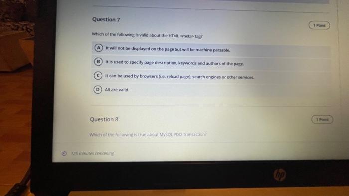Solved Question 7 I Pont Which of the following is valid | Chegg.com