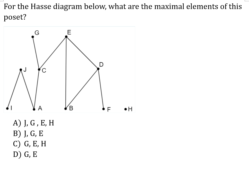 For the Hasse diagram below, what are the maximal | Chegg.com