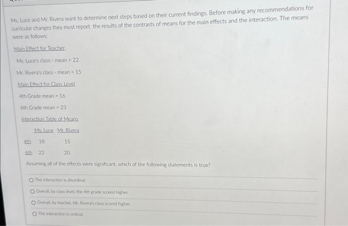 Solved 15. Luce and Mr. Rivera want to determine next steps | Chegg.com