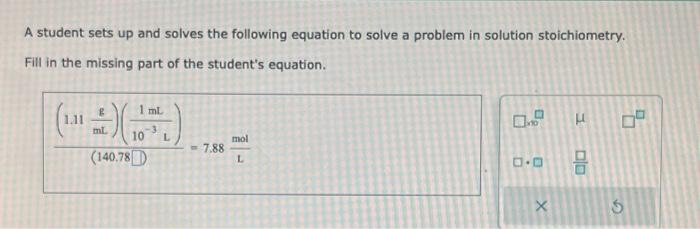 Solved A student sets up and solves the following equation | Chegg.com
