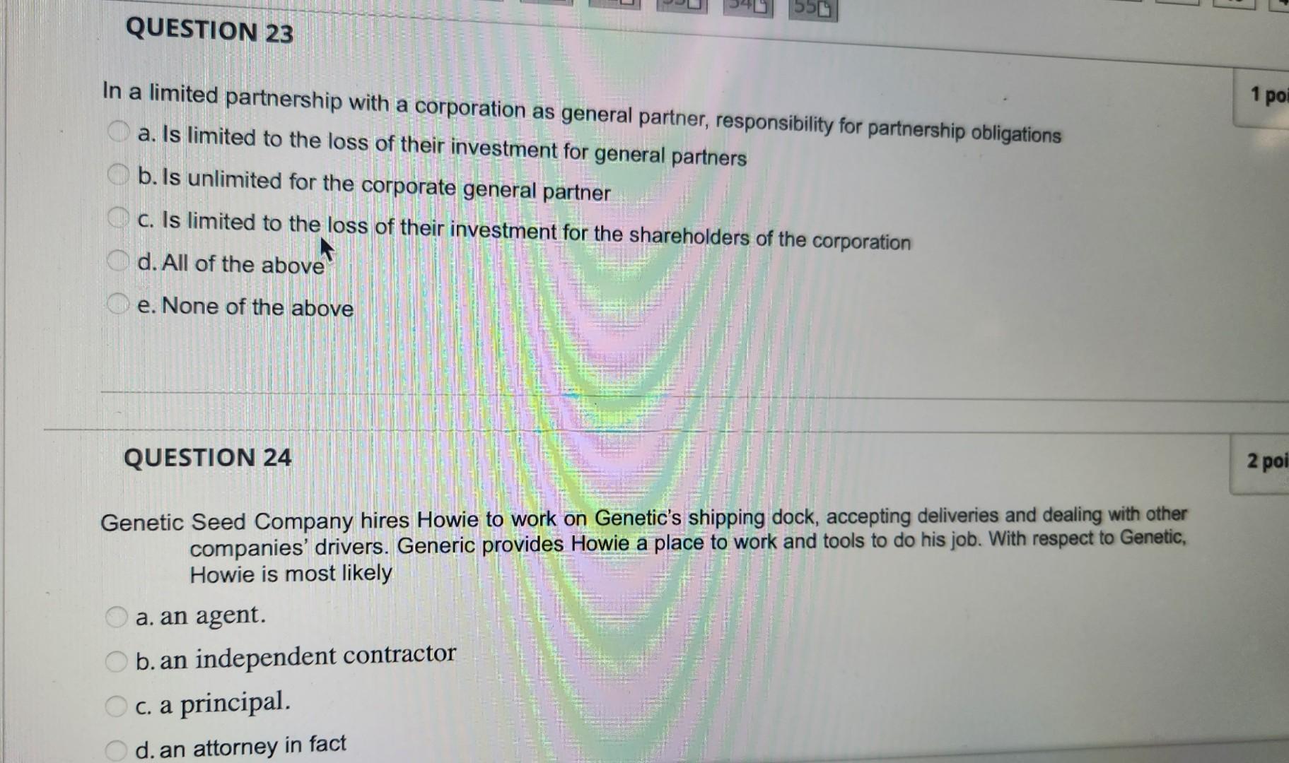 In a limited partnership with a corporation as | Chegg.com