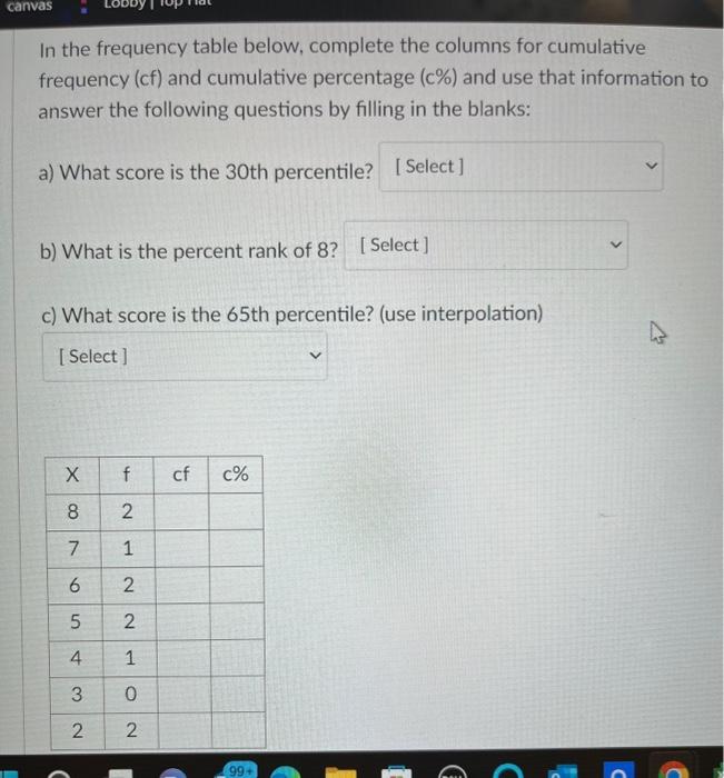 Solved In the frequency table below, complete the columns | Chegg.com