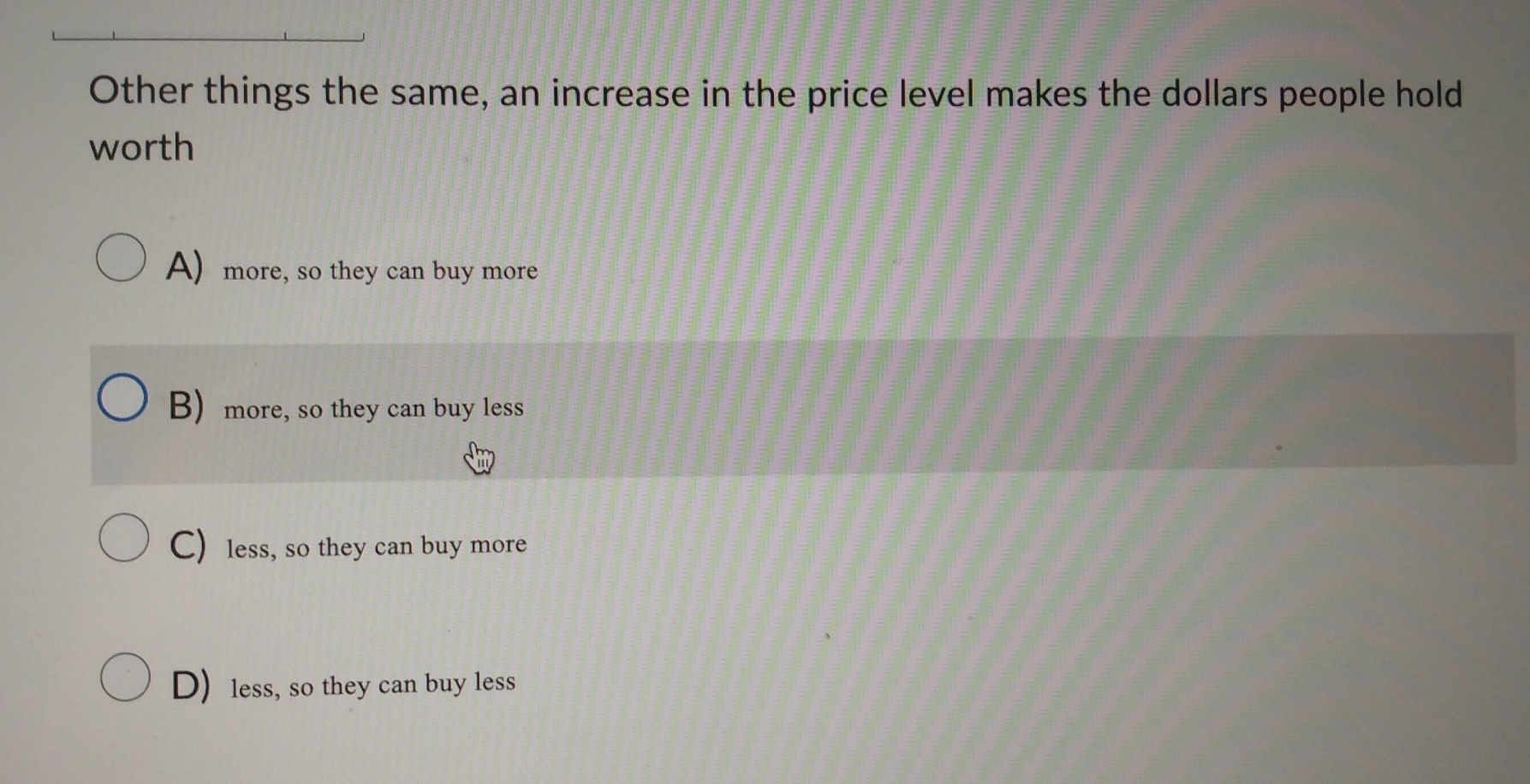 Solved Other things the same, an increase in the price level | Chegg.com