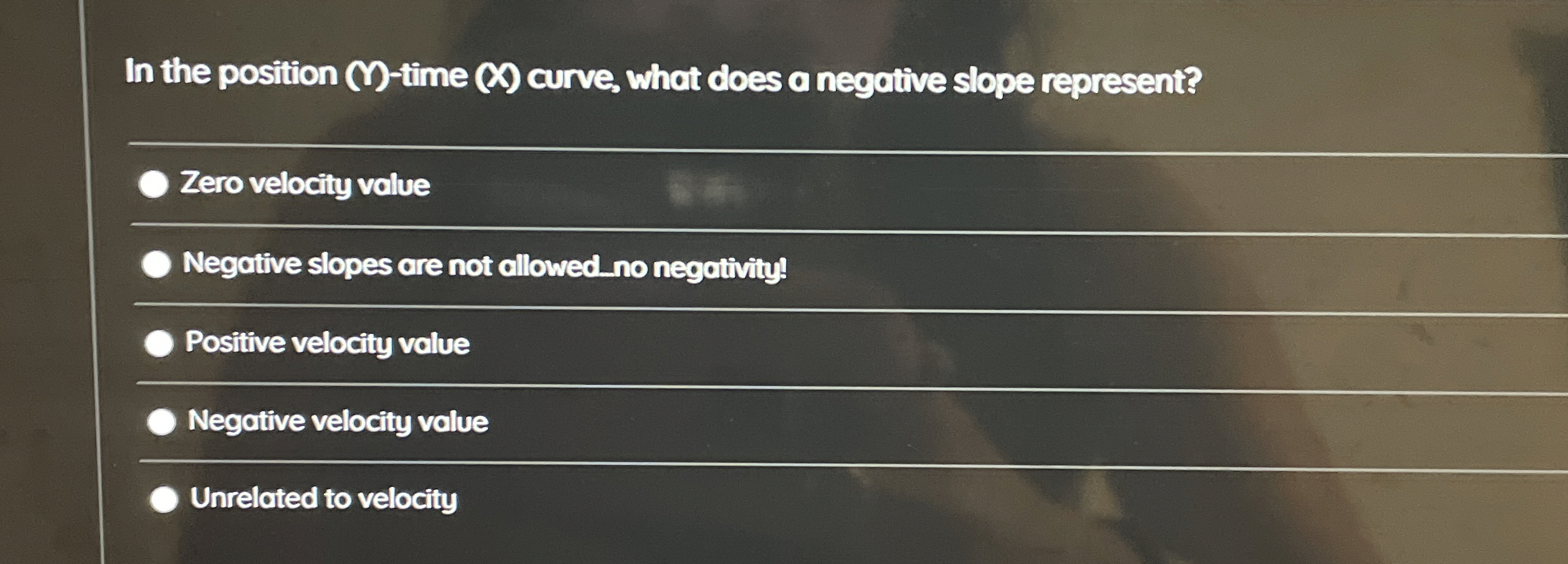 Solved In the position (1)-time (x) ﻿curve, what does a | Chegg.com