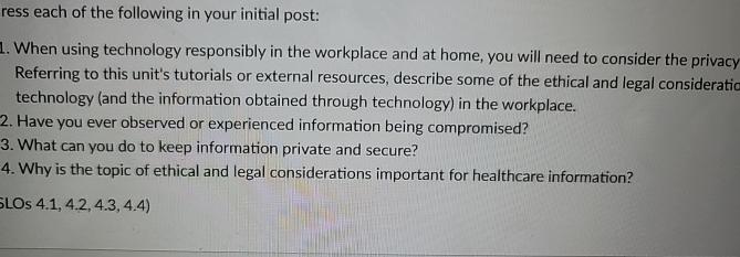 Solved When using technology responsibly in the workplace | Chegg.com