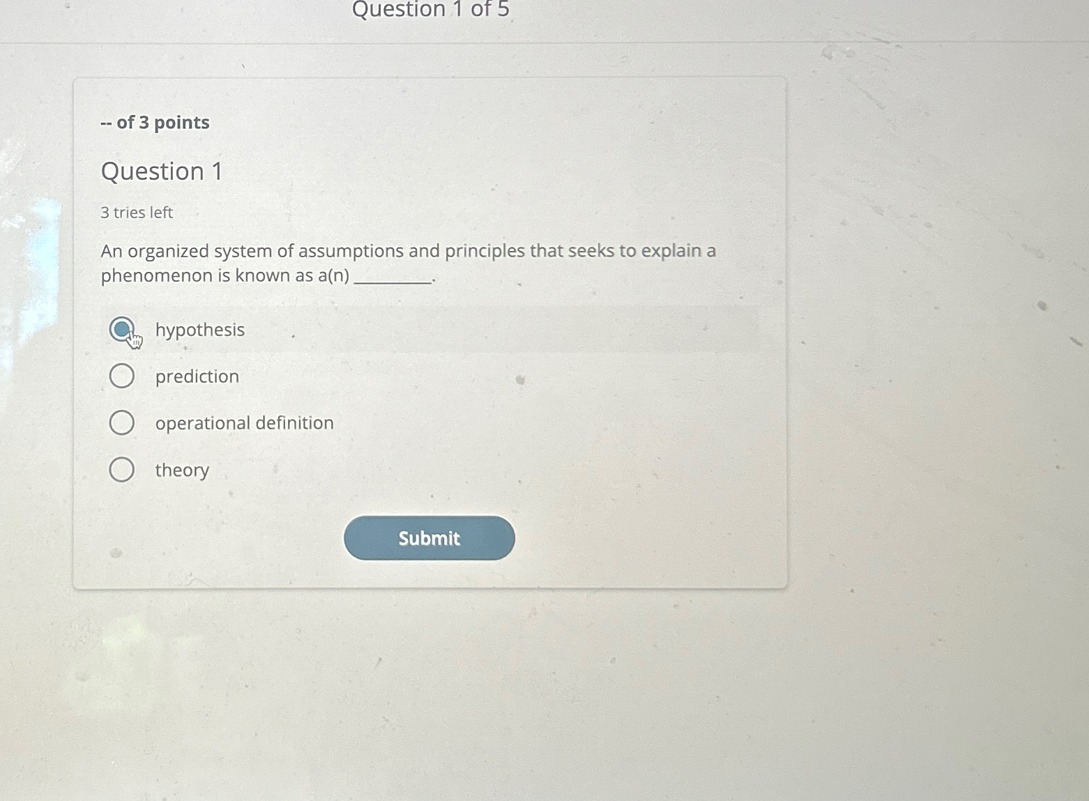 Solved Question 1 ﻿of 5-- ﻿of 3 ﻿pointsQuestion 13 ﻿tries | Chegg.com