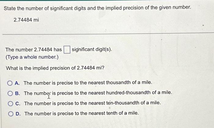 Solved State the number of significant digits and the | Chegg.com