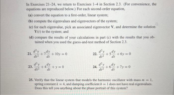 Solved In Exercises 21-24, we return to Exercises 1-4 in | Chegg.com
