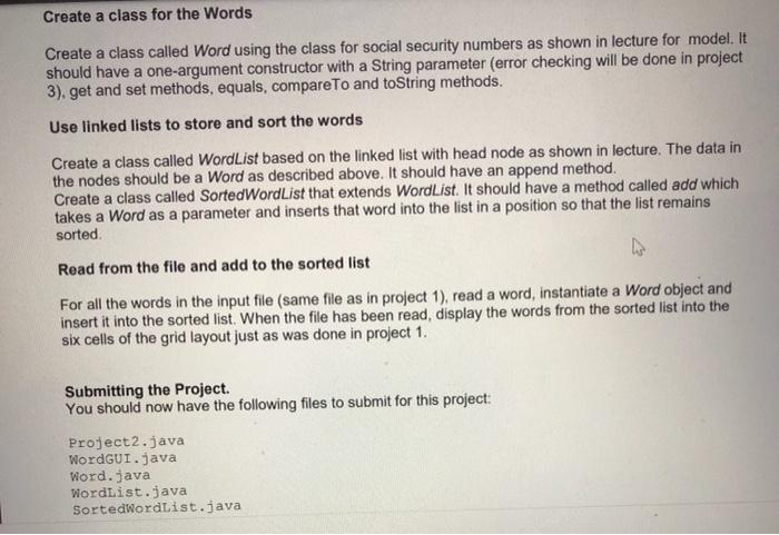Create a class for the Words Create a class called | Chegg.com