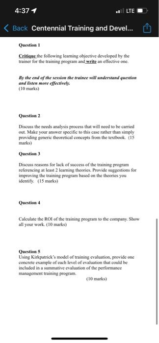 Solved Training and Development Case Study V2 Introduction | Chegg.com