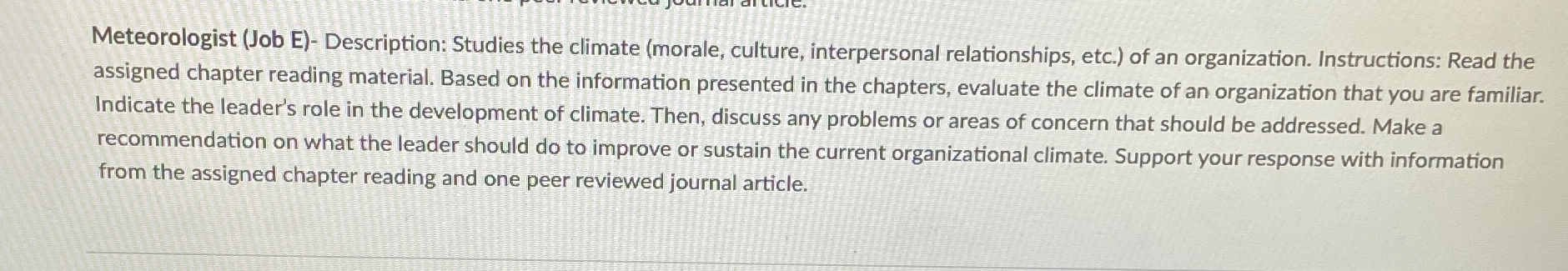 Solved Meteorologist (Job E)- ﻿Description: Studies the | Chegg.com
