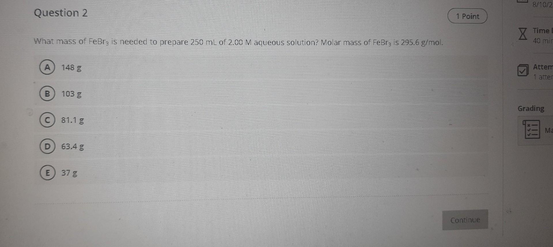 Solved What mass of FeBr3 is needed to prepare 250 mL of | Chegg.com