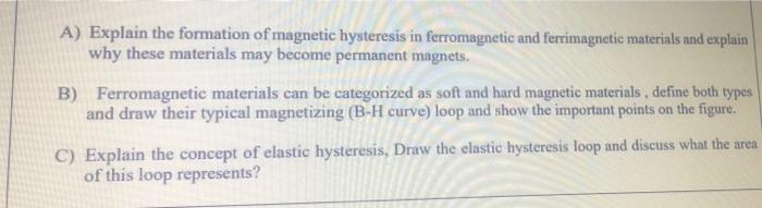 Solved A) Explain the formation of magnetic hysteresis in | Chegg.com