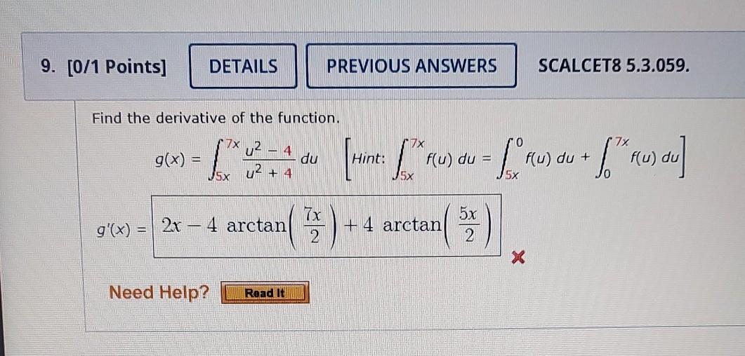 Solved 3. [-/1 Points] DETAILS SCALCET8 5.3.013. Use Part 1 | Chegg.com