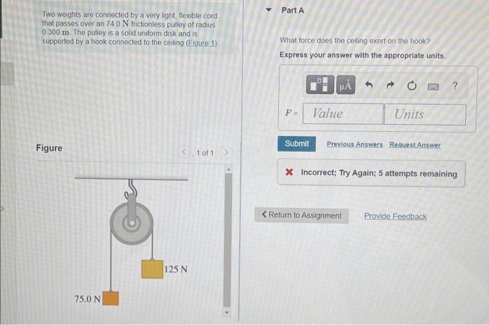 Solved Two weights are connected by a very light, flexible | Chegg.com