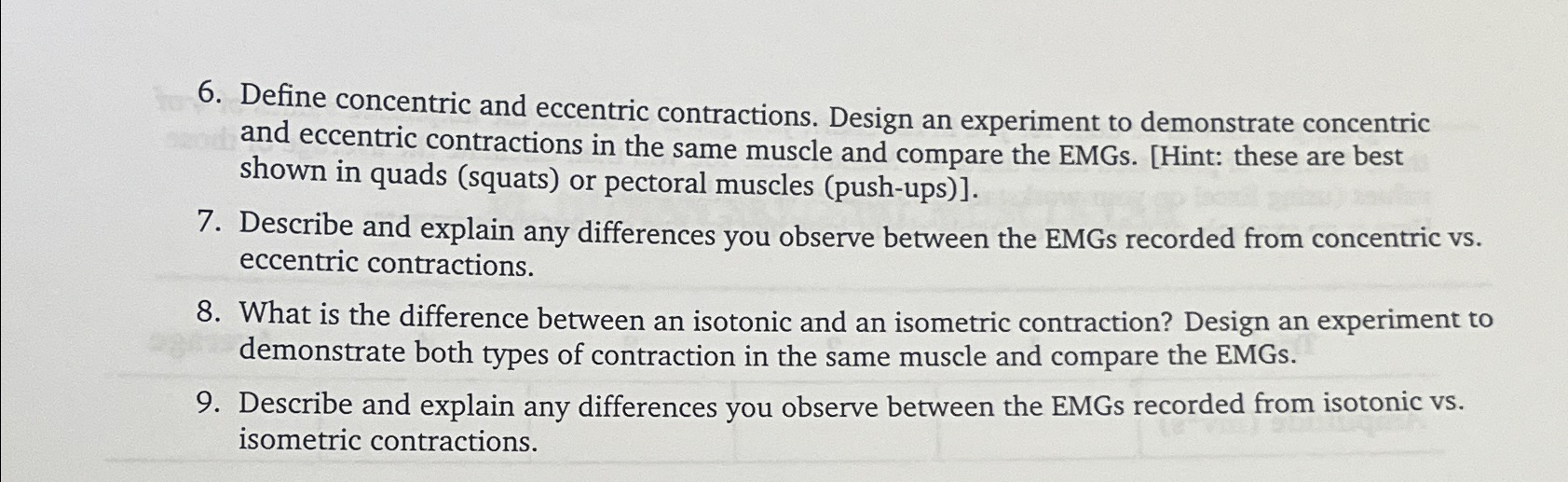 Solved Define concentric and eccentric contractions. Design | Chegg.com