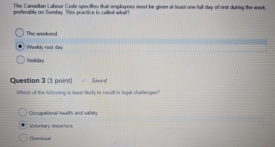 The Canadian Labour Code specifies that employees | Chegg.com
