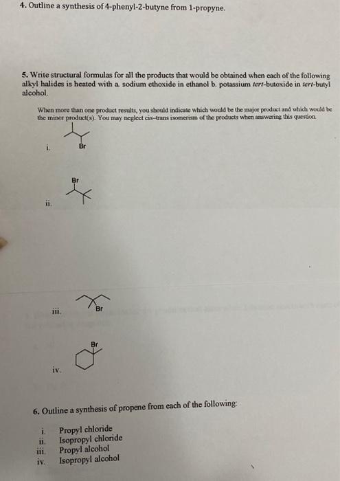 Solved 4. Outline a synthesis of 4-phenyl-2-butyne from | Chegg.com