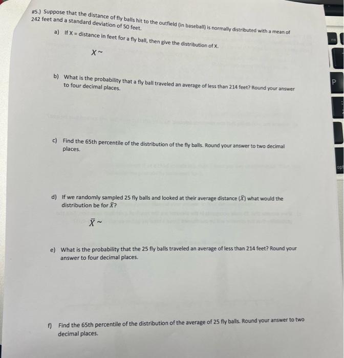 Solved b) What is the probability that a fly ball traveled | Chegg.com