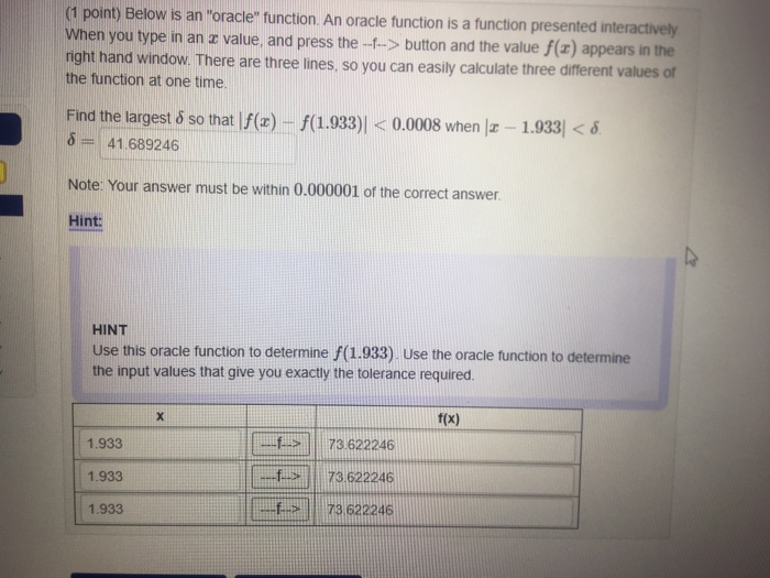 1 Point Below Is An Oracle Function An Oracle