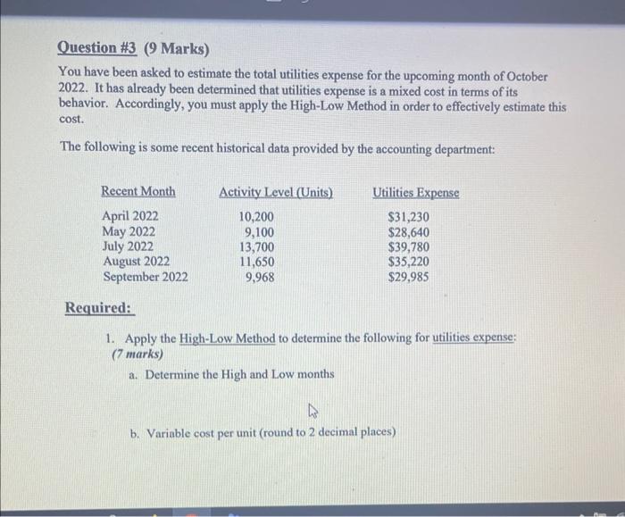 Solved Ouestion #3 (9 Marks) You have been asked to estimate | Chegg.com Solved Ouestion #3 (9 Marks) You have been asked to estimate | Chegg.com