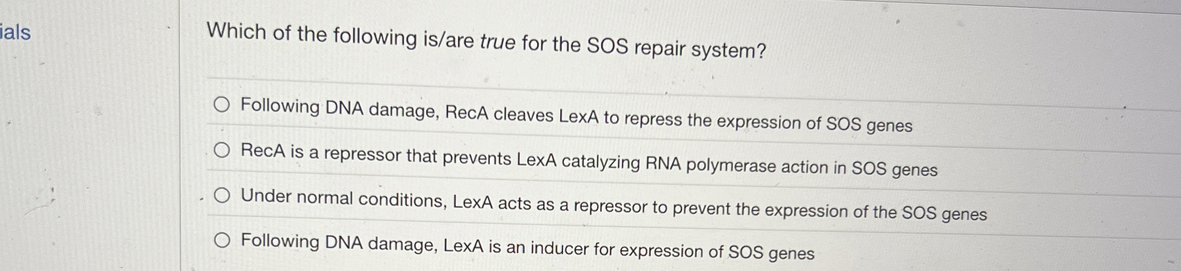 Solved Which of the following is/are true for the SOS repair | Chegg.com