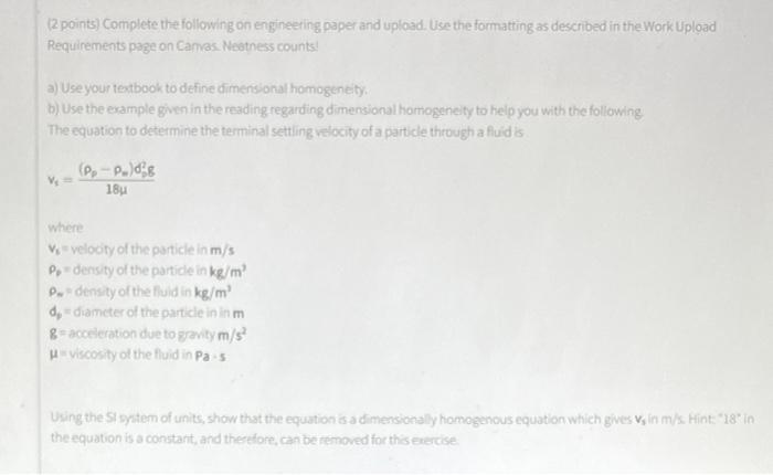 Solved (2 points) Complete the following on engineering | Chegg.com