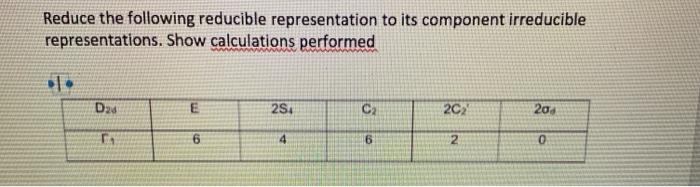 Solved Reduce the following reducible representation to its | Chegg.com