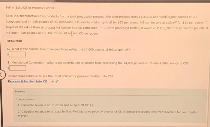 Solved Sell at Split-Off or Proces5 Further Bozo Inc. | Chegg.com