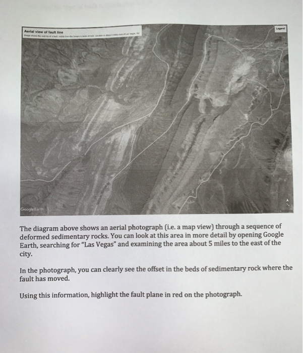 Solved Aerial view of fault line Google Earth The diagram | Chegg.com