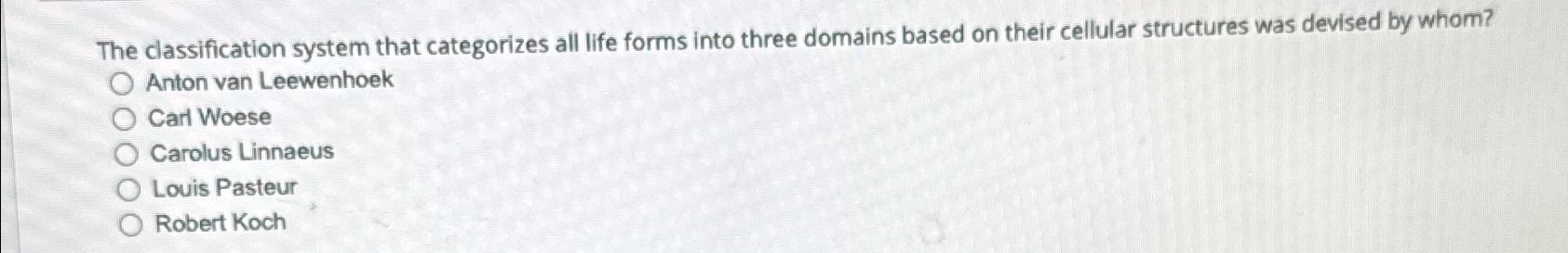 Solved The classification system that categorizes all life | Chegg.com