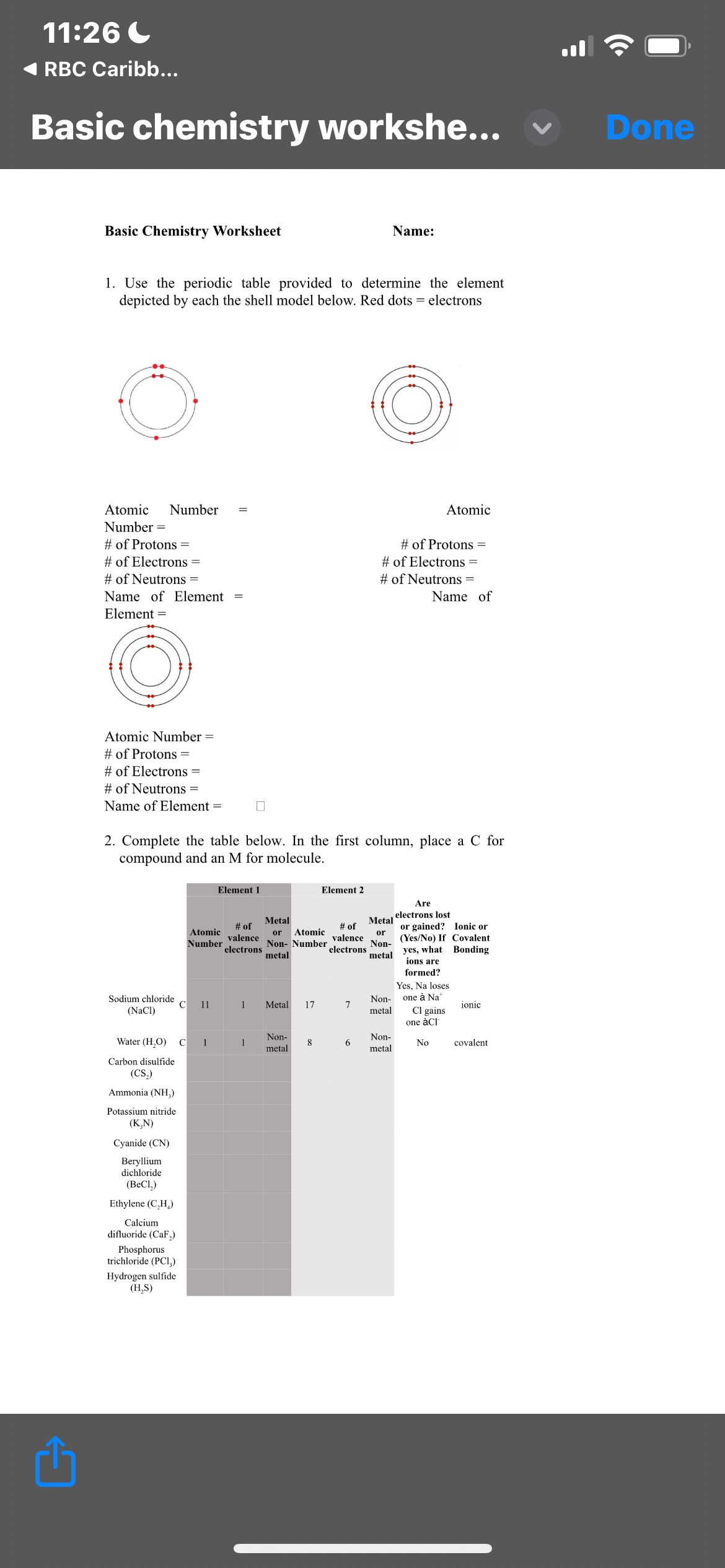 11:26RBC Caribb...Basic chemistry workshe...Basic | Chegg.com