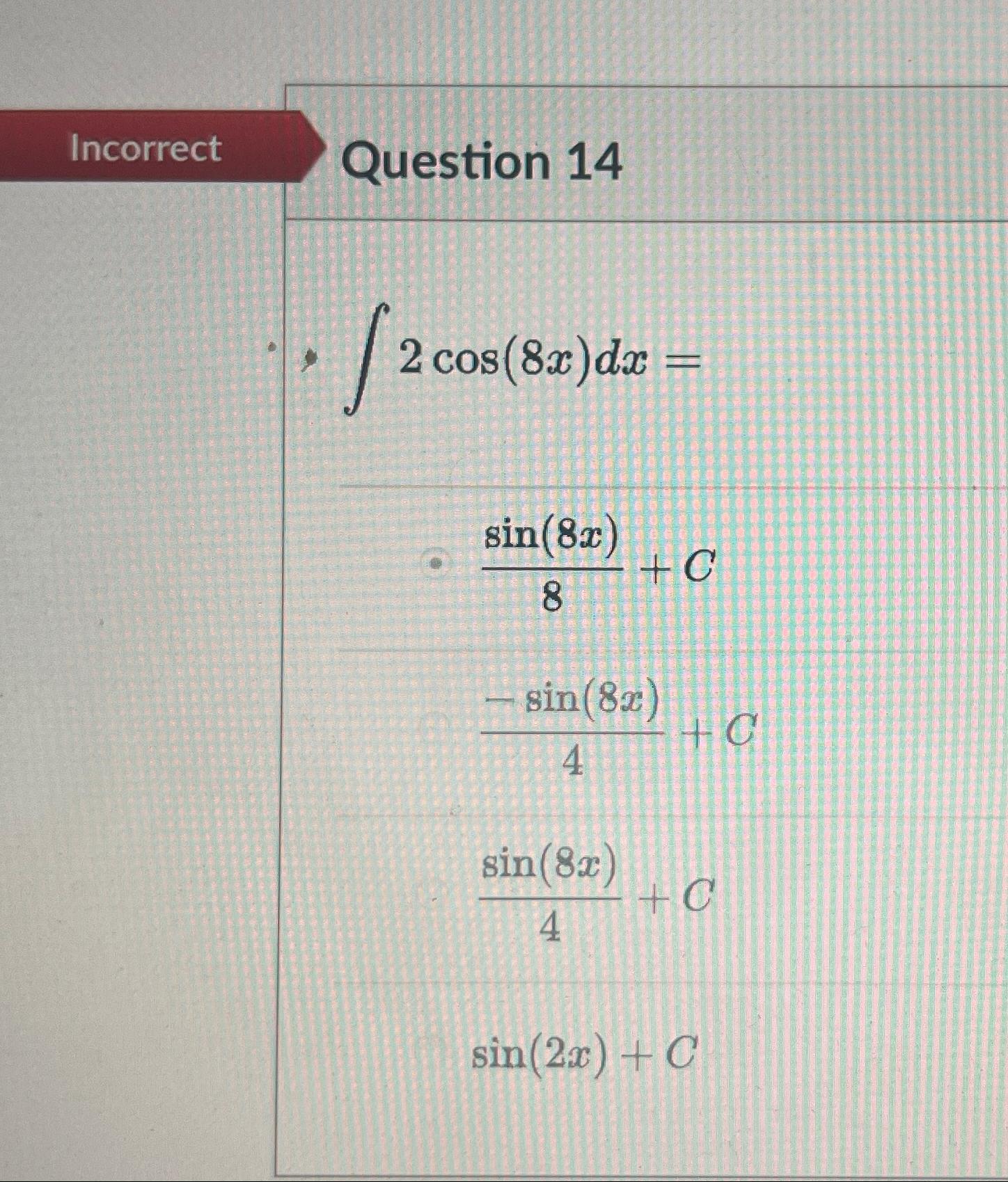 Solved IncorrectQuestion | Chegg.com